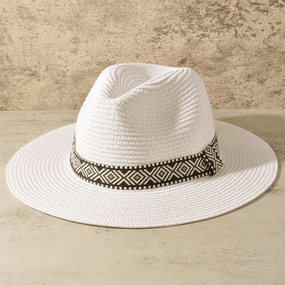 Styline | Accessories | New Ivory White Tribal Aztec Ethnic Band Straw ...